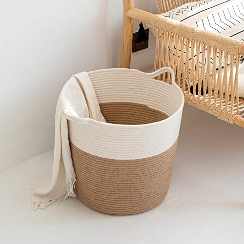 INDRESSME Large Jute Basket (Set of 2)- XXXL Large Cotton Rope Basket and Large Blanket Basket