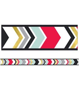 carson dellosa modern chevron bulletin board borders, 36 feet of straight chevron classroom borders for bulletin board, white board, cork board, locker, classroom decor, and modern office decor