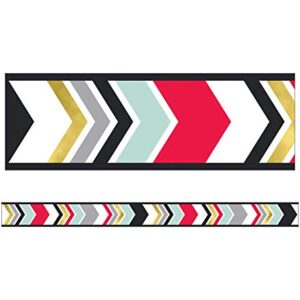 Carson Dellosa Modern Chevron Bulletin Board Borders, 36 Feet of Straight Chevron Classroom Borders for Bulletin Board, White Board, Cork Board, Locker, Classroom Decor, and Modern Office Decor