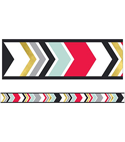 Carson Dellosa Modern Chevron Bulletin Board Borders, 36 Feet of Straight Chevron Classroom Borders for Bulletin Board, White Board, Cork Board, Locker, Classroom Decor, and Modern Office Decor