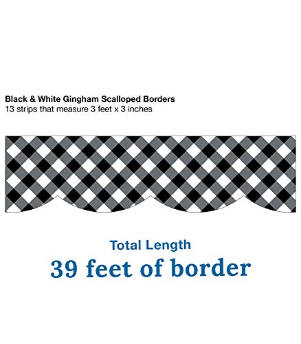 Schoolgirl Style Black and White Gingham Bulletin Board Borders, Woodland Whimsy Classroom Decorations, 39 Feet