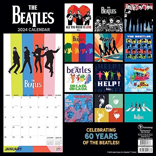 TF PUBLISHING 2024 The Beatles Wall Calendar | Large Grids for Appointments and Scheduling | Vertical Monthly Wall Calendar 2024 | Home and Office Organization | Premium Matte Paper | 12"x12”