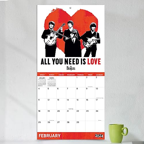 TF PUBLISHING 2024 The Beatles Wall Calendar | Large Grids for Appointments and Scheduling | Vertical Monthly Wall Calendar 2024 | Home and Office Organization | Premium Matte Paper | 12"x12”