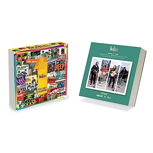 TF PUBLISHING 2024 The Beatles Daily Desktop Calendar | Home and Office Organization | Small Desk Top Calendar | Full-Color Easy Tear-Off Pages | Standing Fold-Out Cardboard Easel for Desks | 5.25”x5.25”