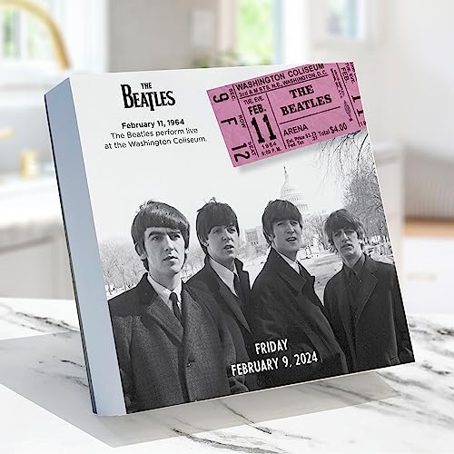 TF PUBLISHING 2024 The Beatles Daily Desktop Calendar | Home and Office Organization | Small Desk Top Calendar | Full-Color Easy Tear-Off Pages | Standing Fold-Out Cardboard Easel for Desks | 5.25”x5.25”