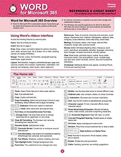 Word for Microsoft 365 Reference and Cheat Sheet: The unofficial cheat sheet reference for Microsoft Word (Windows/macOS)