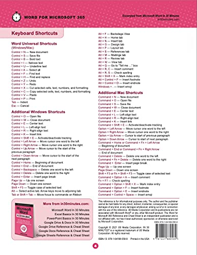 Word for Microsoft 365 Reference and Cheat Sheet: The unofficial cheat sheet reference for Microsoft Word (Windows/macOS)