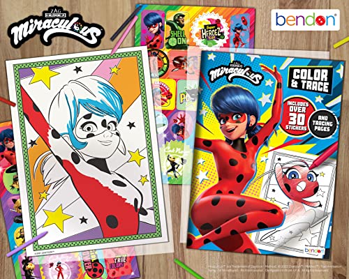 Bendon Miraculous: Tales of Ladybug and Cat Noir 48 Page Color & Trace Coloring Book 52562