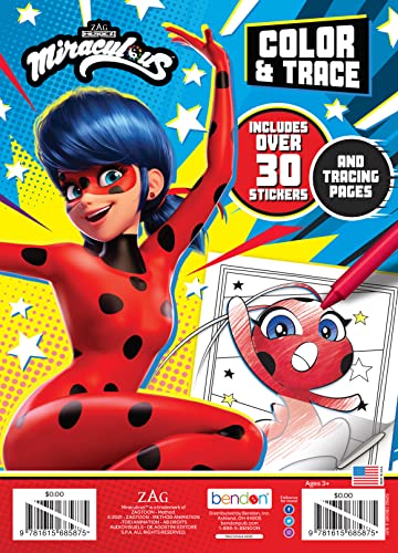 Bendon Miraculous: Tales of Ladybug and Cat Noir 48 Page Color & Trace Coloring Book 52562