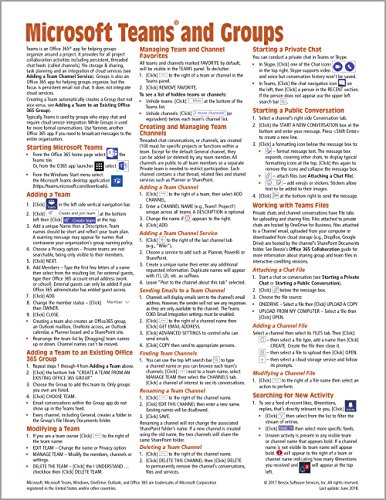 Microsoft Teams and Groups for Office 365 Quick Reference Guide (Cheat Sheet of Instructions, Tips & Shortcuts - Laminated Card)