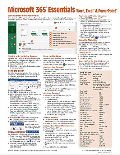 Microsoft 365 (Office 365) Essentials Quick Reference Guide - Windows Version (Cheat Sheet of Instructions, Tips & Shortcuts - Laminated Card)