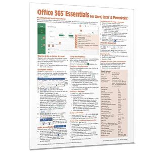 Microsoft 365 (Office 365) Essentials Quick Reference Guide - Windows Version (Cheat Sheet of Instructions, Tips & Shortcuts - Laminated Card)