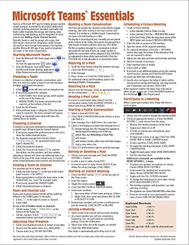 Teams for Microsoft 365 Quick Reference Guide (Cheat Sheet of Instructions, Tips & Shortcuts - Laminated Card)