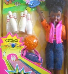 Barbie Bowling Party JANET Doll AA w Bowling Pins, Bowling Ball & More! (1998)