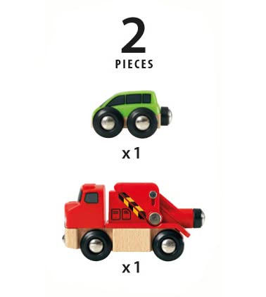 Brio World 33528 - Trusty Tow Truck - Wooden Toy Train Accessory for Kids Ages 3 and Up