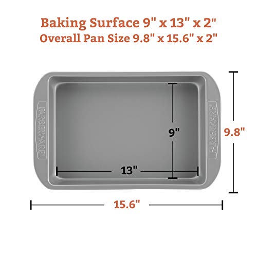 Farberware Nonstick Bakeware Baking Pan / Nonstick Cake Pan, Rectangle - 9 Inch x 13 Inch, Gray