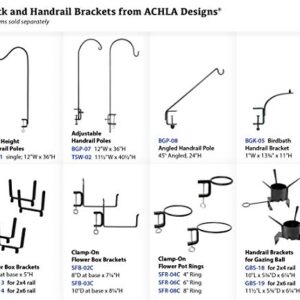 Achla Designs TSW-02 Deck Rail, Adjustable Shepherd's Pole, Black