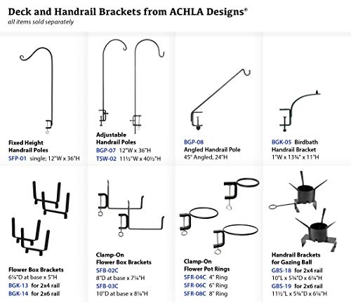 Achla Designs TSW-02 Deck Rail, Adjustable Shepherd's Pole, Black