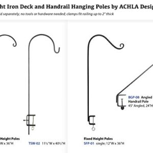 Achla Designs TSW-02 Deck Rail, Adjustable Shepherd's Pole, Black