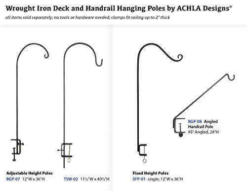 Achla Designs TSW-02 Deck Rail, Adjustable Shepherd's Pole, Black