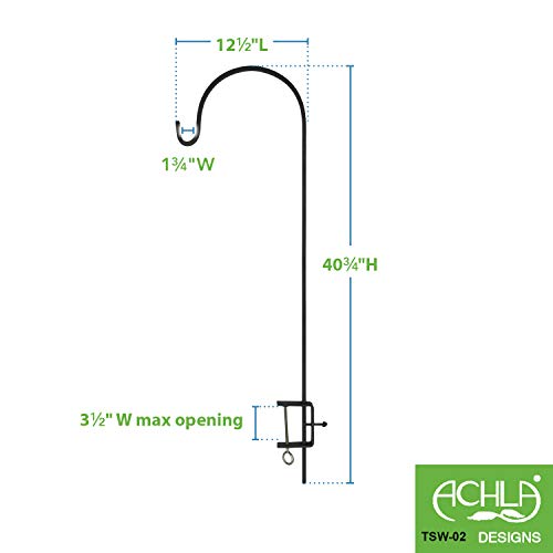 Achla Designs TSW-02 Deck Rail, Adjustable Shepherd's Pole, Black