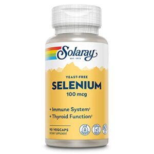 solaray yeast free selenium 100mcg, healthy immune & thyroid function support, enhanced absorption, 90 serv, 90 vegcaps