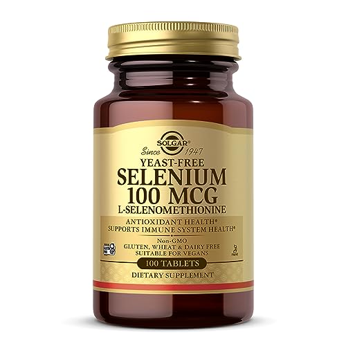 Solgar Yeast-Free Selenium 100 mcg - 100 Tablets - Supports Antioxidant & Immune System Health - Non-GMO, Gluten Free, Dairy Free, Kosher - 100 Servings