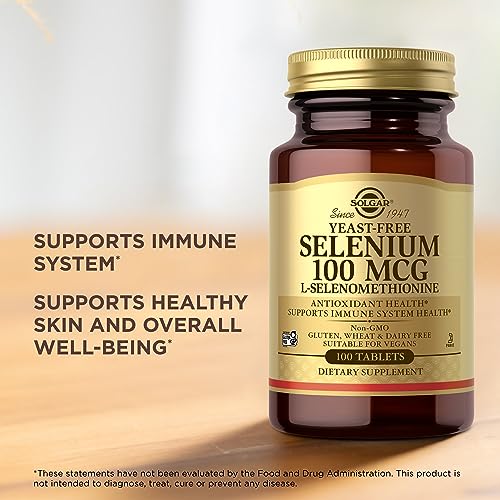 Solgar Yeast-Free Selenium 100 mcg - 100 Tablets - Supports Antioxidant & Immune System Health - Non-GMO, Gluten Free, Dairy Free, Kosher - 100 Servings