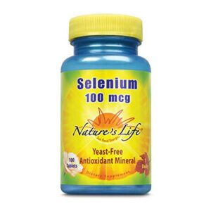 nature's life selenium 100 mcg | no yeast, antioxidant mineral dietary supplement | 100ct