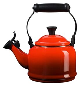 le creuset enamel on steel demi tea kettle, 1.25 qt., cerise