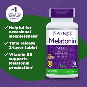 Natrol Melatonin Time Release Tablets, 3mg, 100 Count