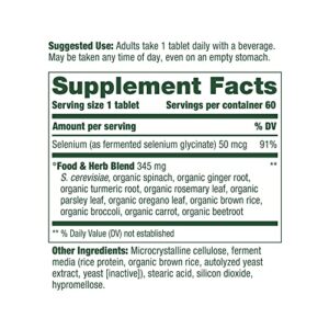 MegaFood Selenium - Supplement to Support Optimal Health and Immune System - Includes Nourishing Food and Herb Blend - Vegan, Non-GMO - Made Without 9 Food Allergens - 60 Tablets (60 Servings)