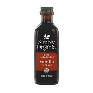 simply organic pure madagascar vanilla extract, 4-ounce glass jar, certified organic, sugar-free flavor for smoothies