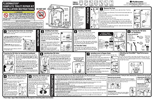 Fluidmaster 400AKR Universal All in One Toilet Repair Kit for 2-Inch Flush Valves, Easy Install