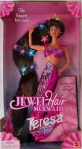 barbie 1995 jewel hair mermaid teresa doll in pink with the longest hair ever