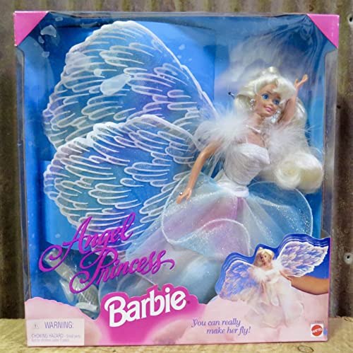 ANGEL PRINCESS BARBIE "Flying" DOLL w Glittery Gown & WINGS (1998)