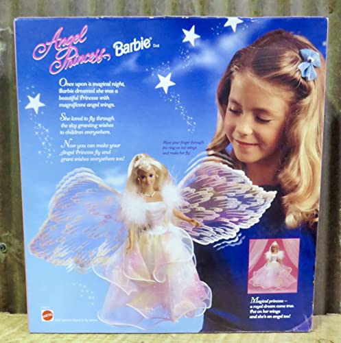 ANGEL PRINCESS BARBIE "Flying" DOLL w Glittery Gown & WINGS (1998)