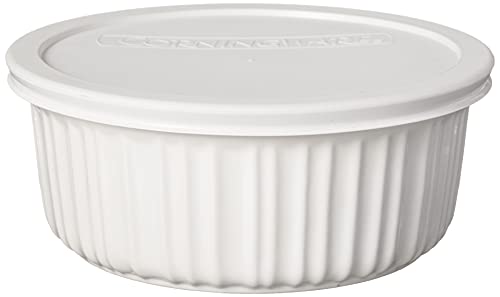 CorningWare French White 7-Pc Ceramic Bakeware Set with Lids, Chip and Crack Resistant Stoneware Baking Dish, Microwave, Dishwasher, Oven, Freezer and Fridge Safe