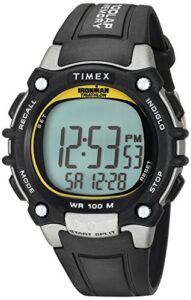 timex men's t5e231 ironman classic 100 black/yellow resin strap watch