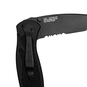 Kershaw Blur Tanto Black Pocketknife, 3.4" Sandvik 14C28N Stainless Steel Recurved Blade, Assisted Thumb-Stud Opening EDC