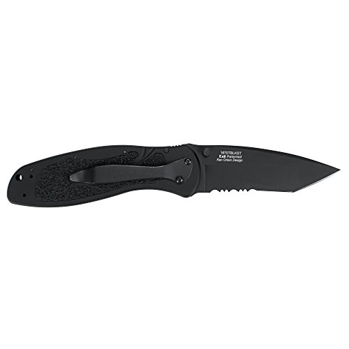 Kershaw Blur Tanto Black Pocketknife, 3.4" Sandvik 14C28N Stainless Steel Recurved Blade, Assisted Thumb-Stud Opening EDC