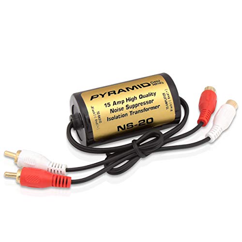 Pyramid 200W 15A RCA Noise Suppressor - Designed for Audio Signals & to Eliminate Noise, Isolation Transformer, Used w/ Amplifier or EQ, Install w/ RCA Jacks & Unique Noise Detection Circuit NS20