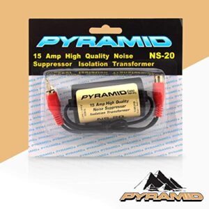 Pyramid 200W 15A RCA Noise Suppressor - Designed for Audio Signals & to Eliminate Noise, Isolation Transformer, Used w/ Amplifier or EQ, Install w/ RCA Jacks & Unique Noise Detection Circuit NS20