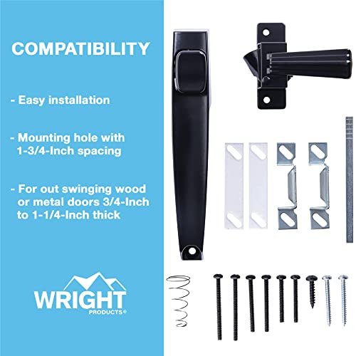 Wright Products V333BL Tie Down Push Button Door Latch for Screen and Storm Doors, Black