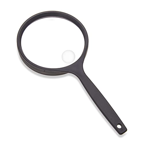 Carson Oversized 4.0 inch Handheld 2X Power Magnifying Glass with 3X Spot Lens and Protective Rim for Reading Fine Print and Other Low Vision Tasks (DS-44GL)