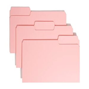 Smead Colored File Folder, 1/3-Cut Tab, Letter Size, Pink, 100 per Box (12643)