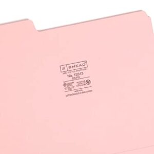 Smead Colored File Folder, 1/3-Cut Tab, Letter Size, Pink, 100 per Box (12643)