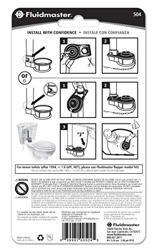 Fluidmaster 504 2-Inch Universal Chlorine Resistant, Long Lasting Flexible Frame Toilet Flapper , Red