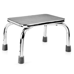 DMI Step Stool with Handle and Non Skid Rubber Platform, Lightweight and Sturdy Stool for Seniors, Adults and Children, Holds up to 300 Pounds with 9.5 Inch Step Up, 17.3"D x 12.3"W x 34"H, Chrome