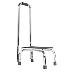 DMI Step Stool with Handle and Non Skid Rubber Platform, Lightweight and Sturdy Stool for Seniors, Adults and Children, Holds up to 300 Pounds with 9.5 Inch Step Up, 17.3"D x 12.3"W x 34"H, Chrome